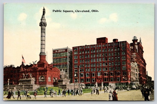 Cleveland Ohio~Public Sq~Soldiers & Sailors Monument~Trolley~c1910 Postcard | eBay