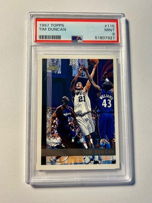Tim Duncan 1997 Topps Basketball Rookie Card RC #115 Spurs HOF PSA 9 ...
