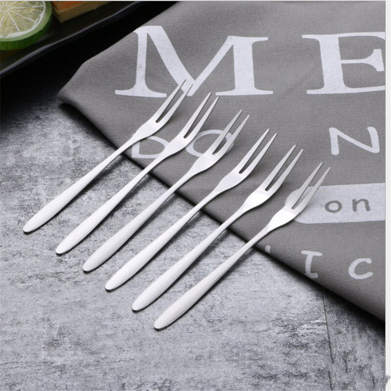 6pcs creative stainless steel fruit sign two tooth fork cake dessert ...