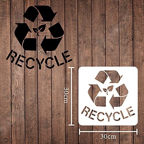 Stencil 11.8x11.8 inch Recycle with Text Stencil Reusable Plastic ...