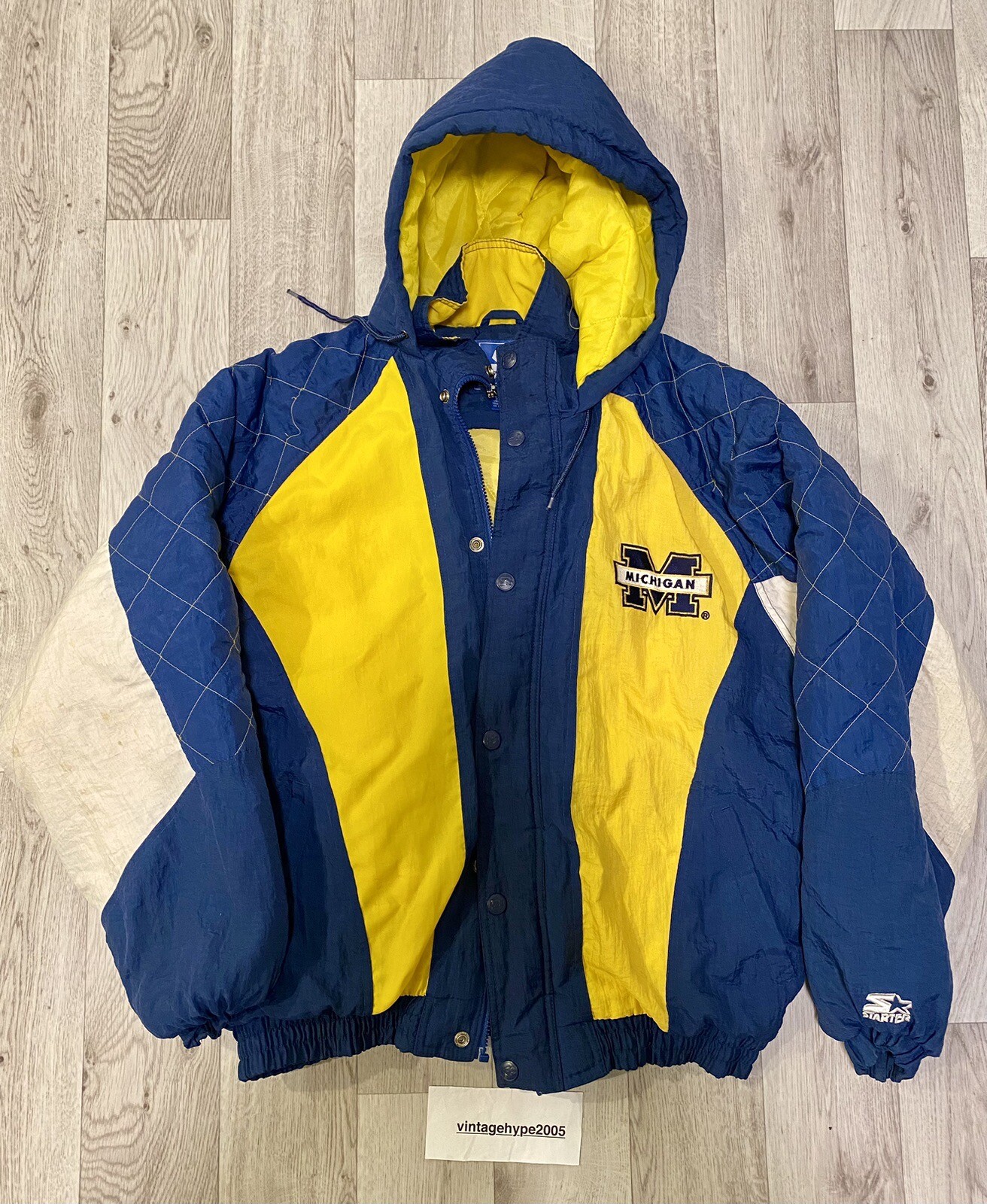 90s Vintage NCAA Starter Michigan Wolverines Hooded Full Zip Jacket SZ ...