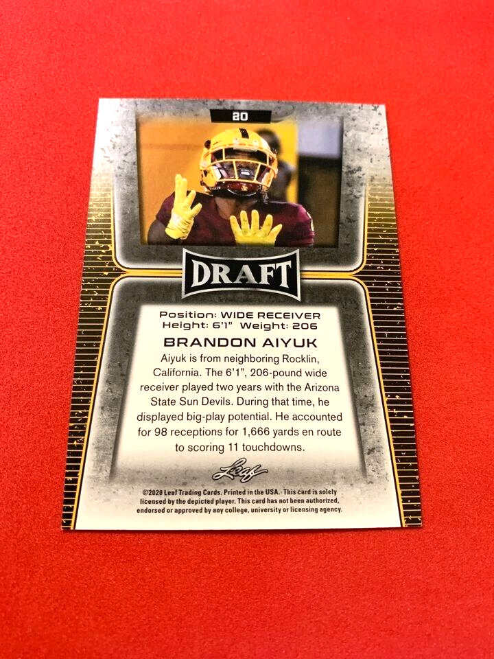 Brandon Aiyuk .. ROOKIE .. Sun Devils / San Francisco 49ers 2020 Leaf ...