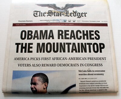The Complete Star Ledger November 5, 2008 Election Special Obama ...