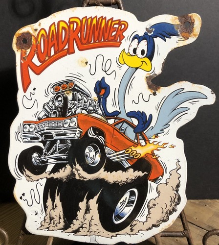 VINTAGE PLYMOUTH ROAD RUNNER 10” PORCELAIN DEALER SERVICE GAS PUMP SIGN ...