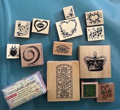 Lot Of 13 Rubber Stamps Plus Alphabet Stamps ~ Crafts Scrapbooking Card ...