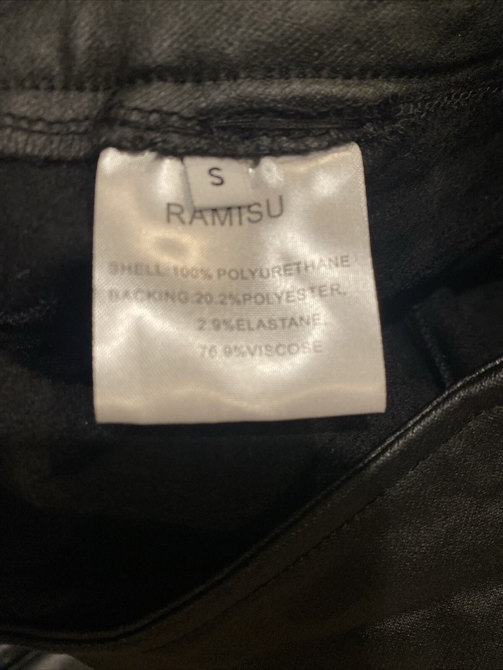 Ramisu Women’s Faux Leather Pleather Stretch High Waist Black Zippers ...