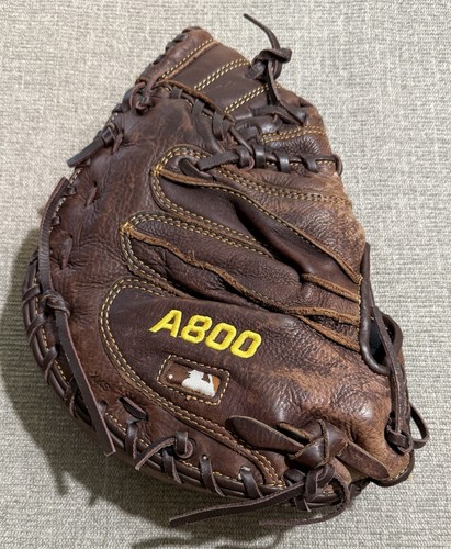 RARE Wilson A800 Baseball Catchers Mitt Glove 34 Brown Leather RHT FREE ...