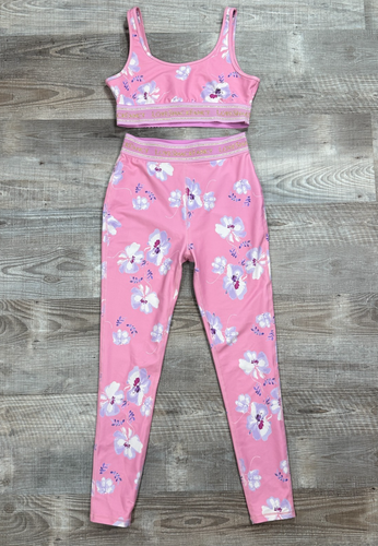 Love Shack Fancy Yoga Set Pink Floral Sports Bra & Leggings Set Size M ...