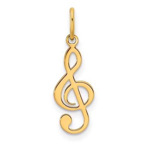 14k Yellow Gold Polished Treble Clef Pendant Perfect Gift for Her ...