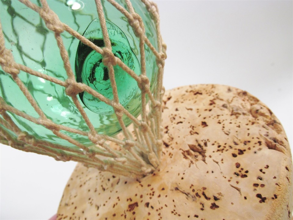 Midcentury TIKI Modern Japanese 6 Glass Round Fish Floats w Net Cork ...