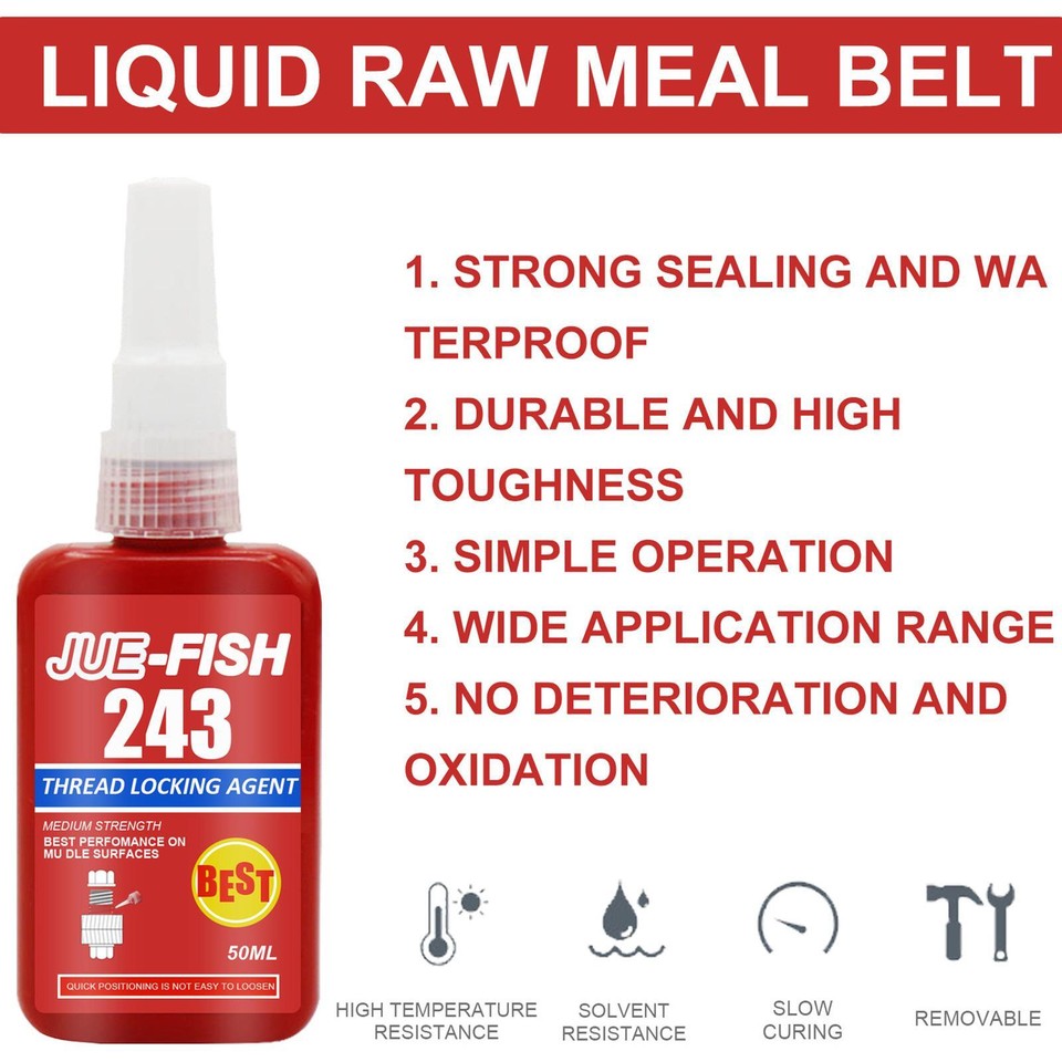 #^,243 Thread Lock 50ml Bolt Stud Fast Fix Screws Glues Nut Compound ...