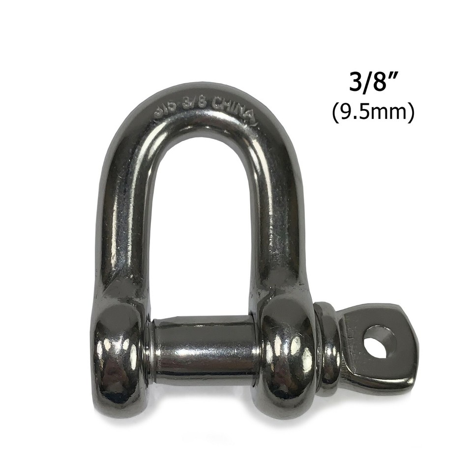 T-316 Stainless Steel D Shackle Marine Grade 3/16" to 1/2" Oversized ...