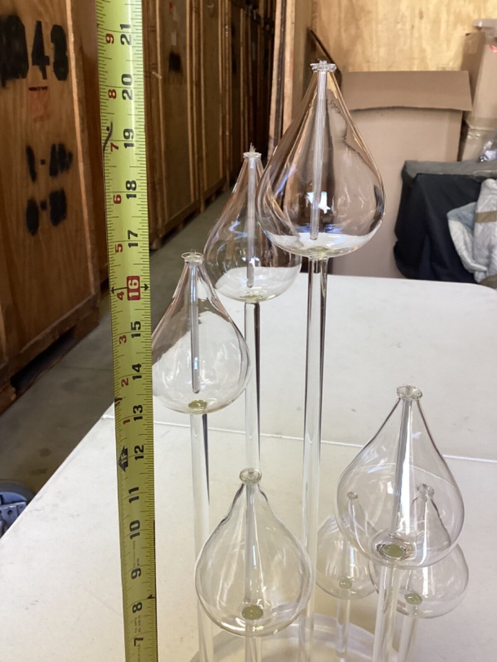 Vintage Belag 7 Glass Teardrop Oil Lamp Acrylic Base & Wick Holders ...