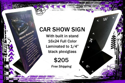 Custom Car Show Sign Display Information Board One Piece Plexiglass ...