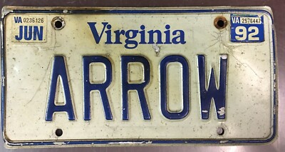 VIRGINIA Personalized ORIGINAL Vanity License Plate VINTAGE 1992 STATE ...