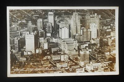 RPPC 1930s? Aerial View of Downtown Detroit MI Wayne Co Michigan | eBay