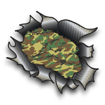 Green Army Camo Camouflage Ripped Carbon Fibre Vinyl Sticker Decal ...