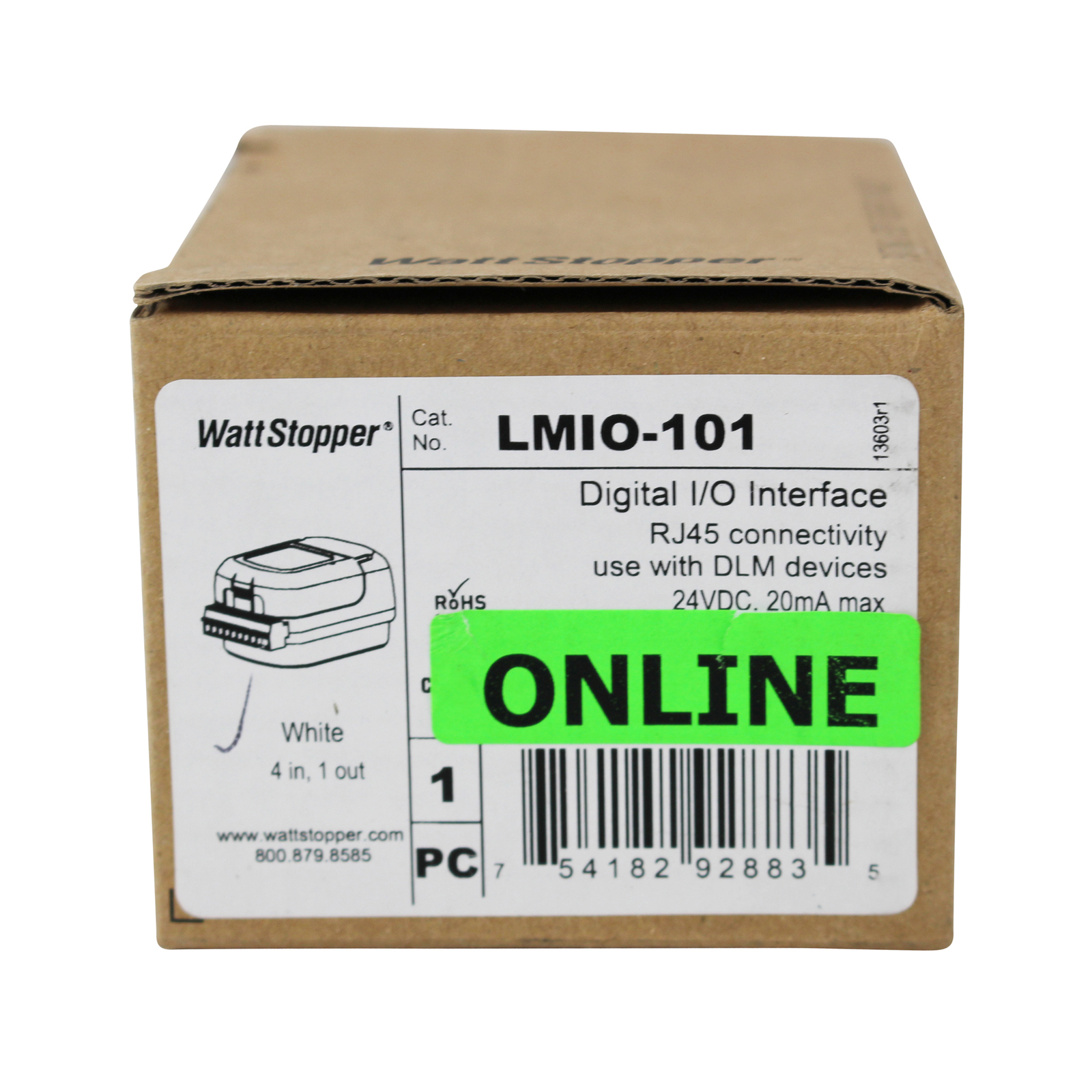 WATT STOPPER LMIO-101 DIGITAL I/O INTERFACE, RJ45, 24VDC, DLM, WHITE ...