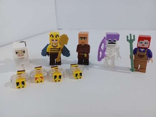 Lego Minifigure Minecraft Lot - Beekeeper, Villager & Bees - Skeleton ...
