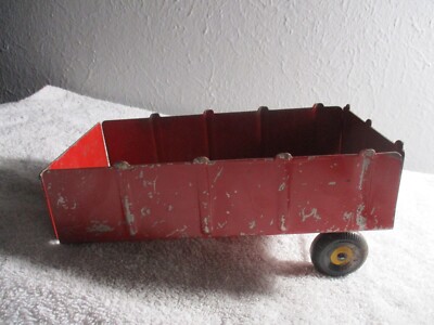 Vintage Marx Toy Farm Tractor Red Wagon Cart Metal 8.5'' long rare | eBay