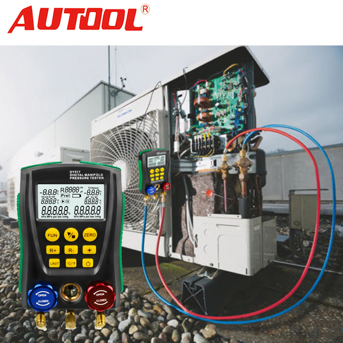 Manifold Digital Gauge Refrigeration HVAC Meter Vacuum Probes ...