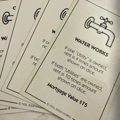 Monopoly Here Now Water Works Property Title Deed Card Replacement 2008 ...