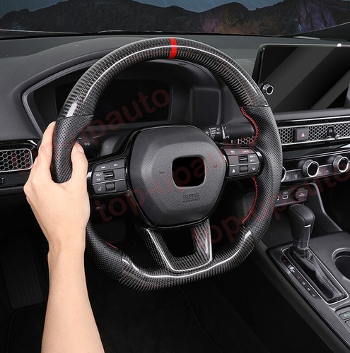 For New Honda Civic 2022 2023 Carbon Fiber Steering Wheel Modification ...