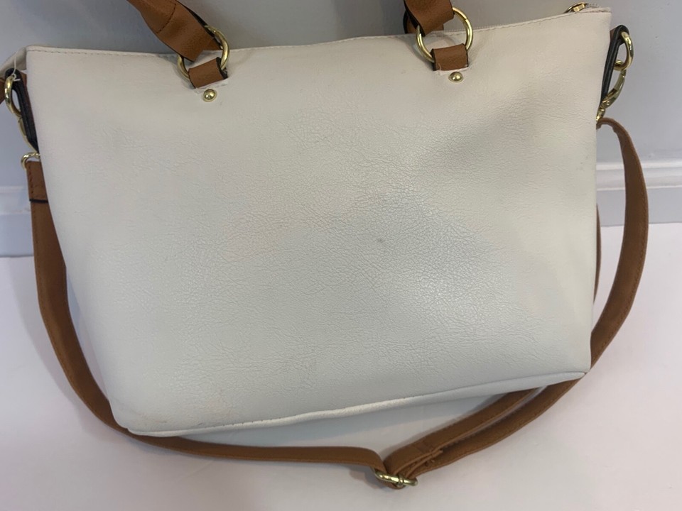 Minicci White Tan Tassle Laser Cut Shoulder Handbag | eBay