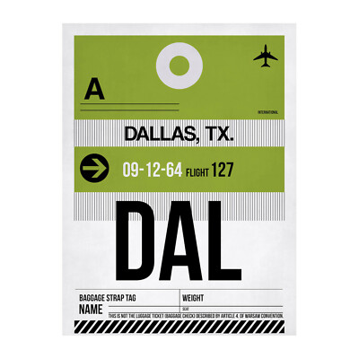 New DAL Dallas Texas USA Airport Luggage Strap Tag Print Art - Touch Of ...