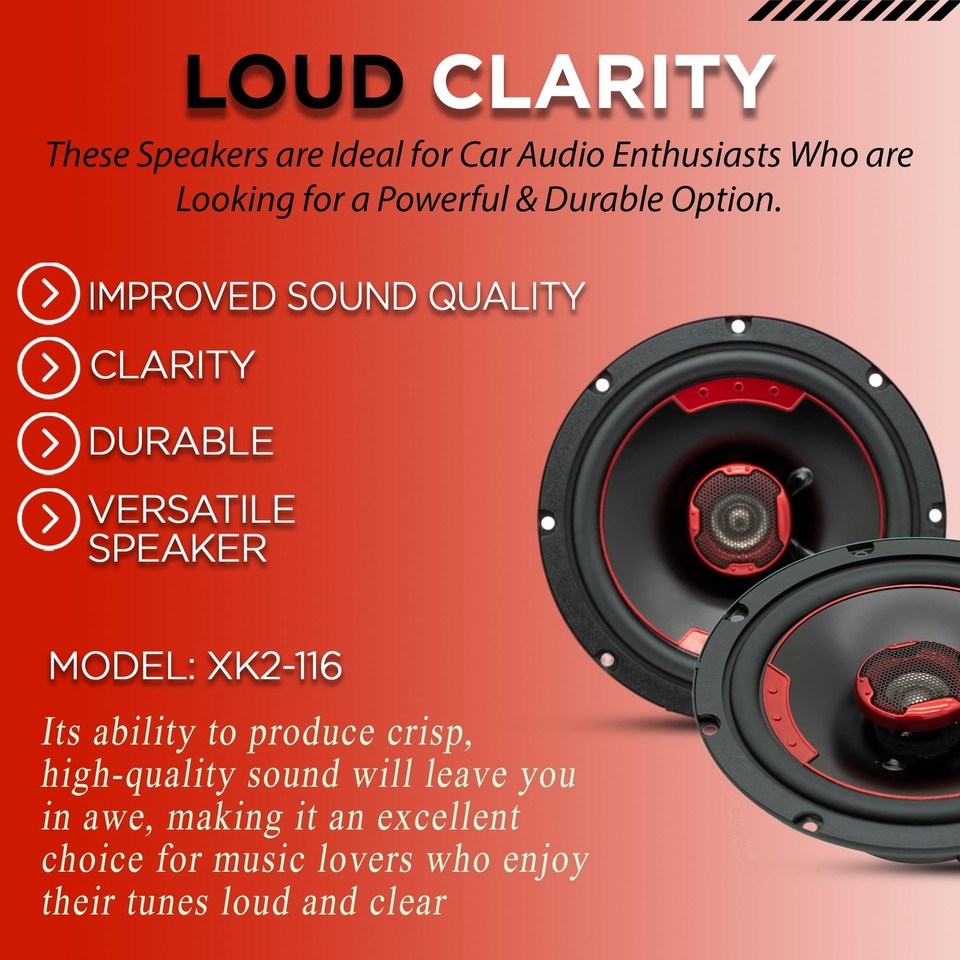 MB Quart XK2-116 6.5" 240W Coaxial 2-Way Speaker System for Car Audio ...