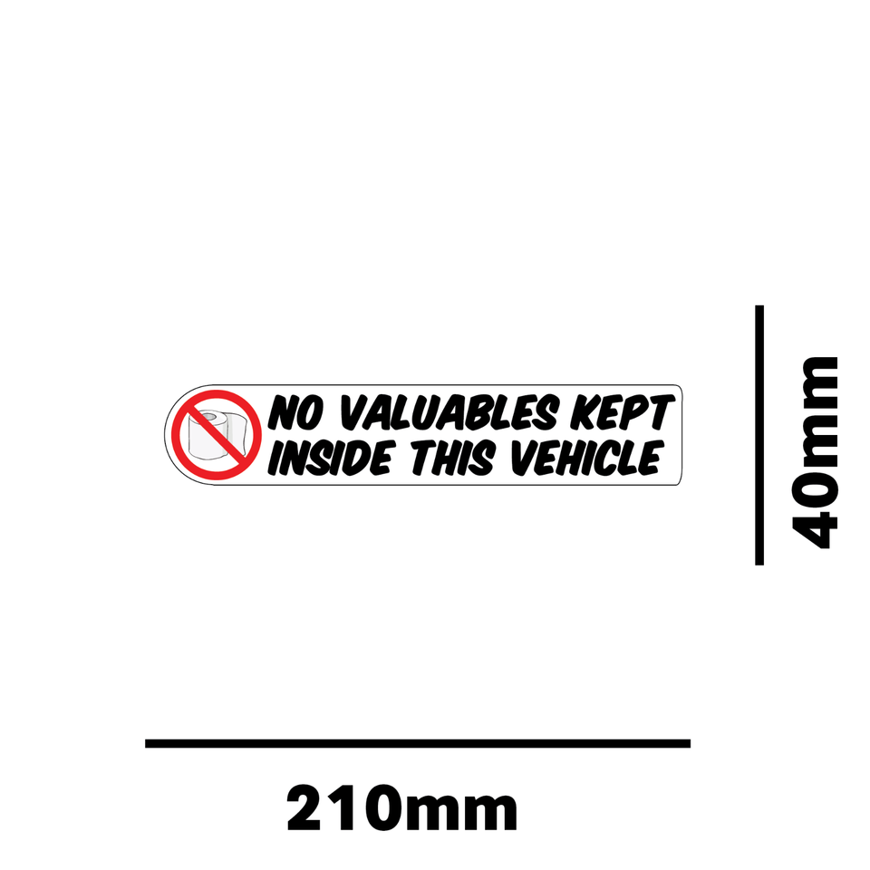 No Valuables or TP Vehicle Sticker - Decal Safety Funny Joke Boat 4x4 ...
