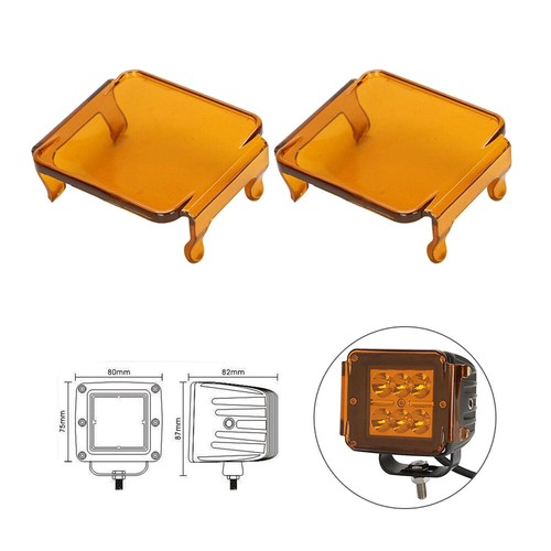 2pcs LED Pod Amber Lens Cover For 3inch Offroad Work Light Bar 3x3 ...