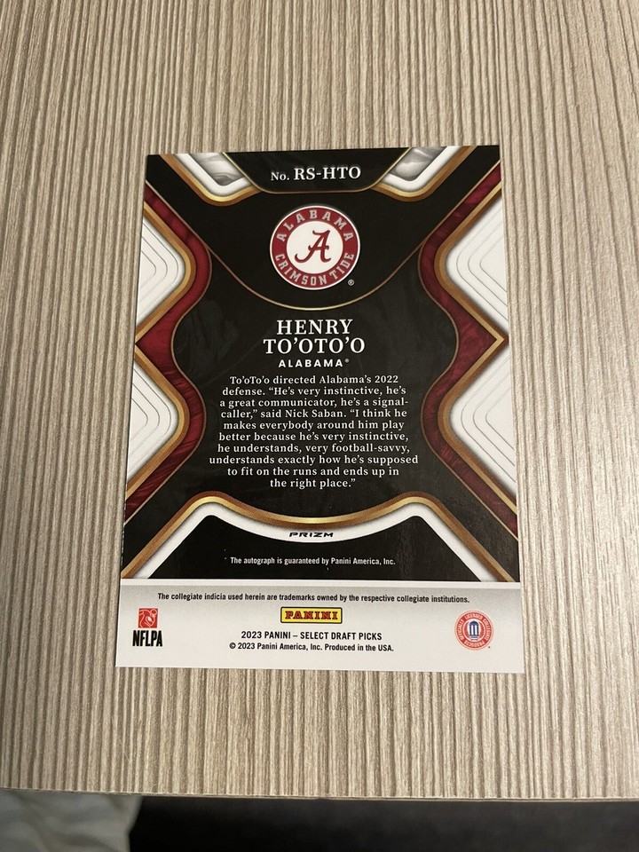 2023 Select Draft Picks Henry To'Oto'O Auto Rookie Signatures Silver ...