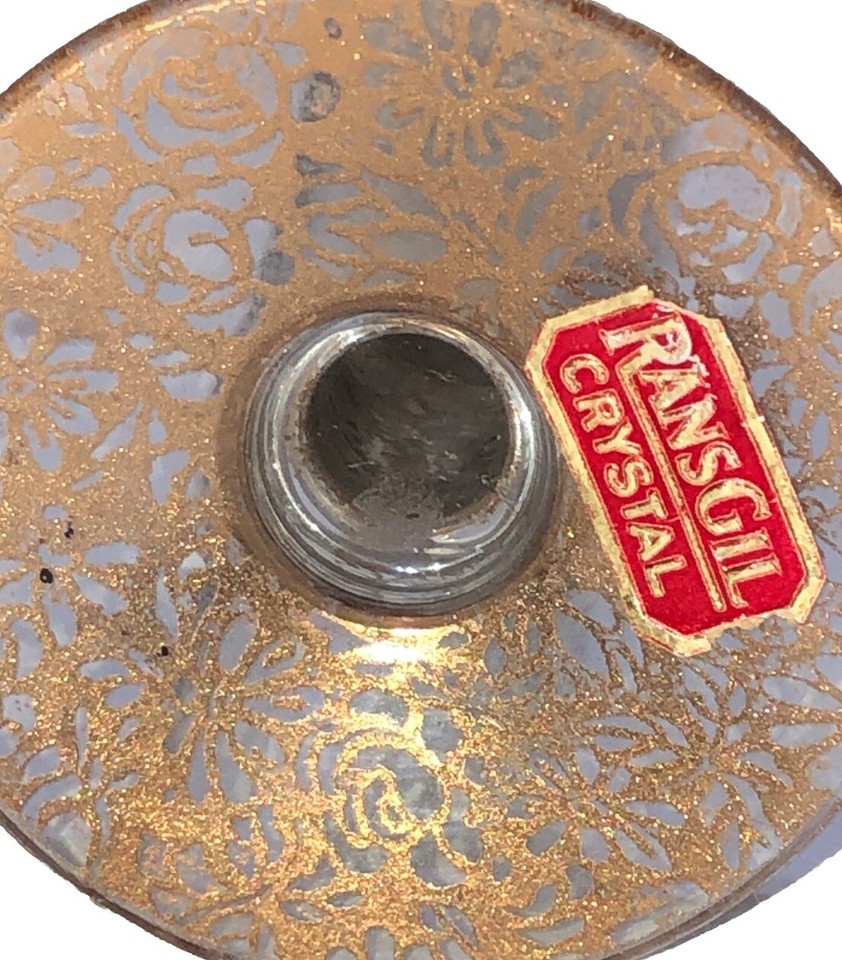 Vintage 10” Ransgil Crystal Bud Vase 22K Gold Floral Overlay | eBay