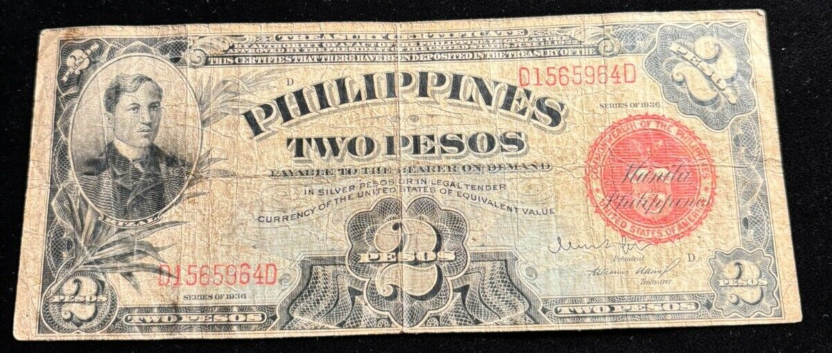 Philippines 1936 2 Pesos Note P-82 | eBay