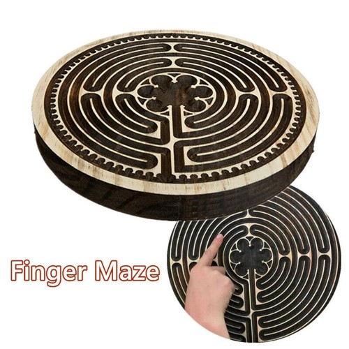 Wood Carving Finger Labyrinth Board Prayer Chartres Puzzle Toy Finger ...