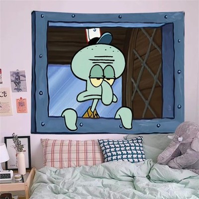 SpongeBob & Squidward Tapestry – Cartoon Wall Hanging Aesthetic Room ...