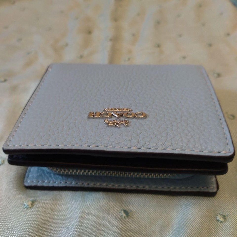 COACH Mini Wallet C2862 Light Blue Leather 9x10.5cm Snap Closure ...
