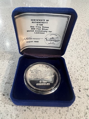 1990 Lockheed Martin C-130 HERCULES, 1 Troy Oz. .999 Silver Round W/COA ...