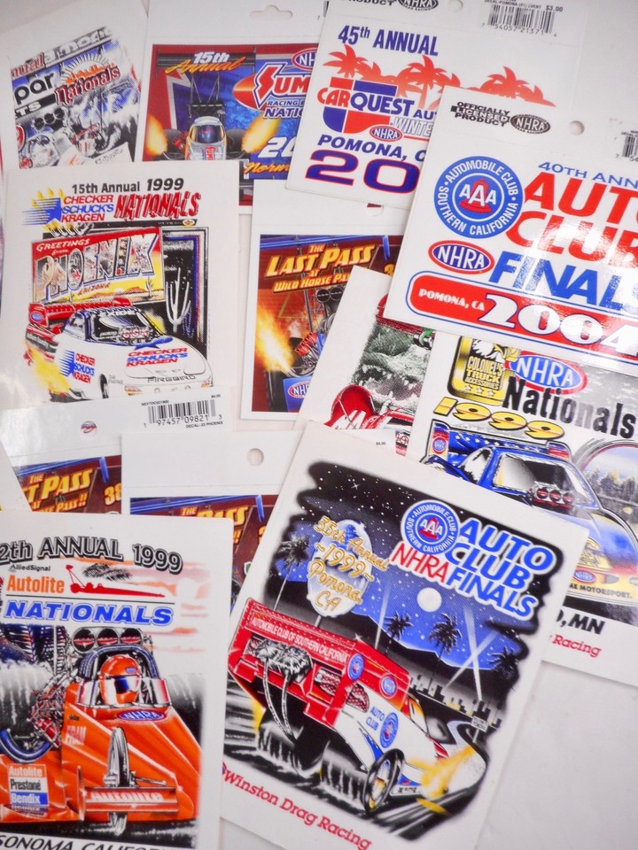 NHRA DRAG RACING FAS TRACK STICKERS / DECALS AS PICTURED - LOT OF 19 ...