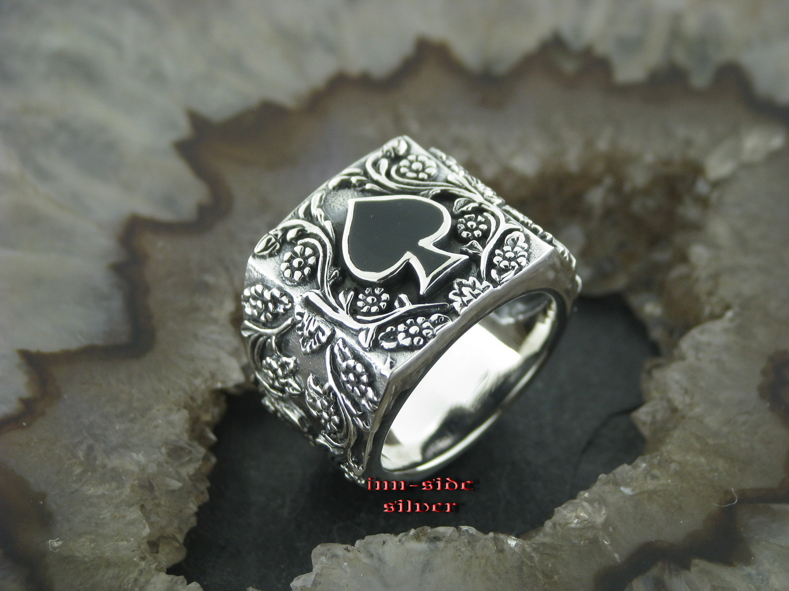 Silberring PIK AS Ring Motiv Ranke POKER Skat Silber 925 Old School ...