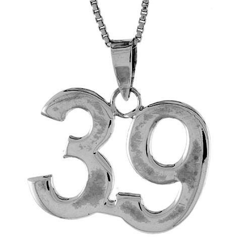 Sterling Silver Any One Number Pendant from 25 to 49 w/ 18" Italian Box ...