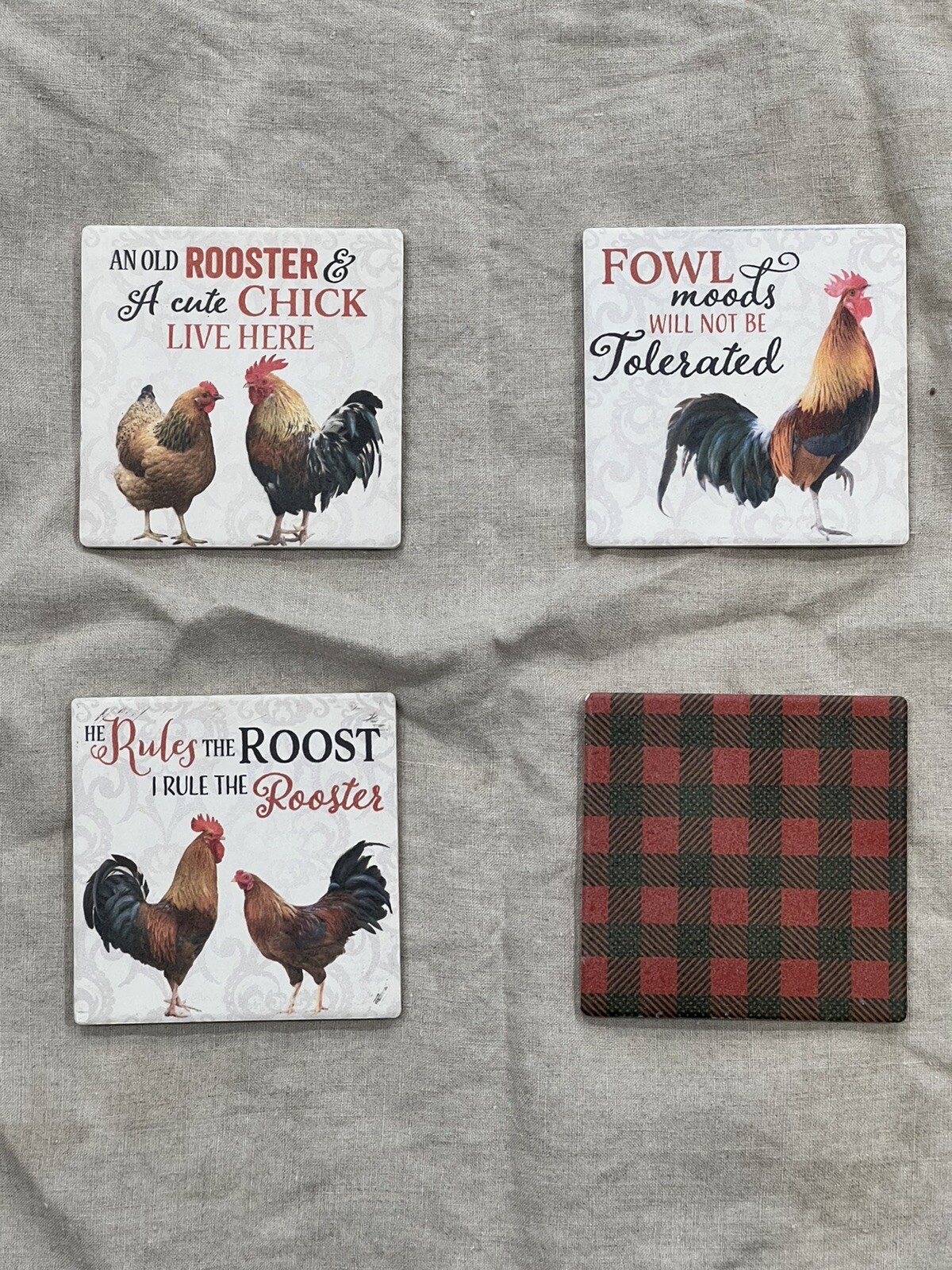 Graham Dunn Husband and Wife Roaster Coasters set of 4 | eBay