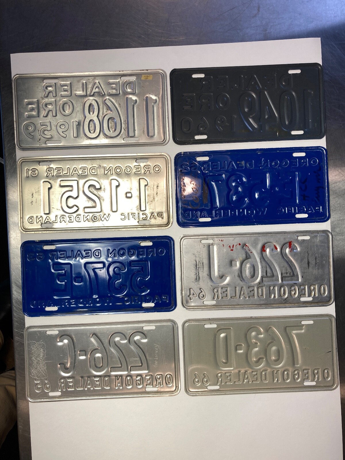 Lot of 16 Oregon Dealer License Plates, all years 1959 - 1974. NR ...