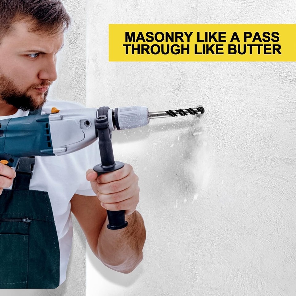 12-PCS Concrete Drill Bit Set & Masonry Drill Bit Set, Cement Drill ...