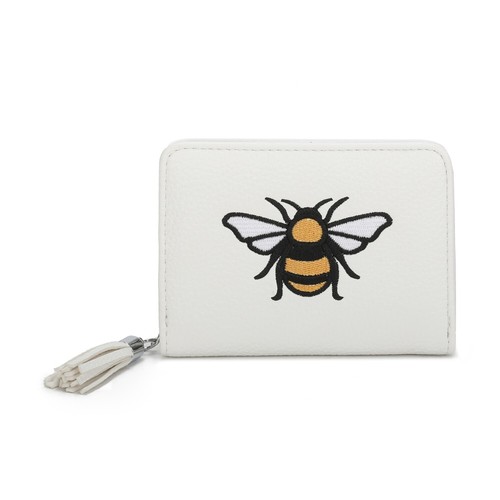Ladies Zip Tassel Small Wallet Embroidery Bee Women Card Coin Slots ...