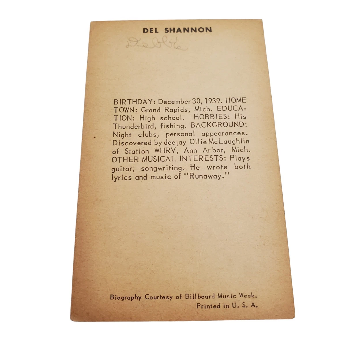 Del Shannon Biography