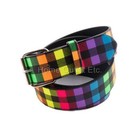 Checker Printed Leather Belt Checkered Unisex Mens Womens Plaid Punk ...