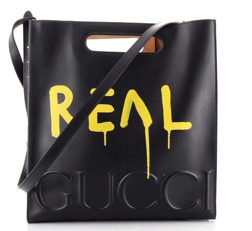 Gucci Ghost REAL Black Leather Graffiti Tote Bag/Cert… - Gem