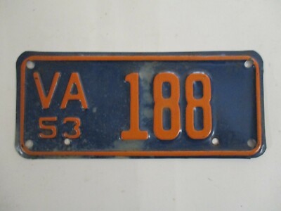1953 Virginia MOTORCYCLE License Plate Tag | eBay